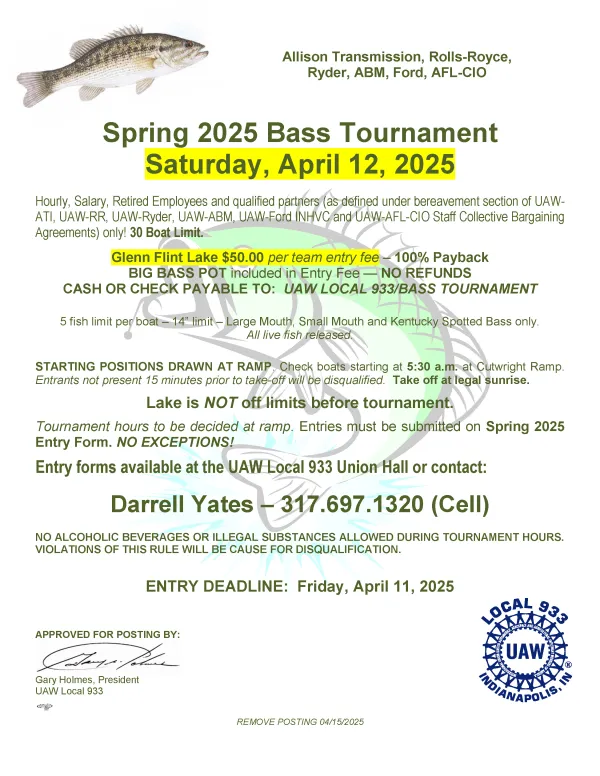 Spring 2025 Bass Tournament | UAW Local 933